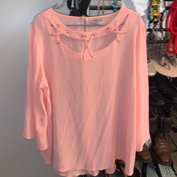 Avenue | Tops | Peach Color Camisole Top With Woven Detail On Neck ...